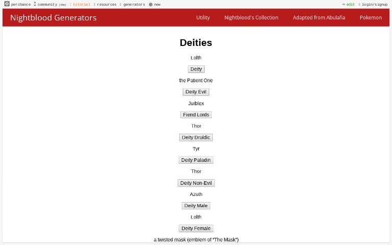 Deities ― Perchance Generator