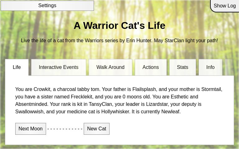 The New A Warrior Cat's Life ― Perchance Generator