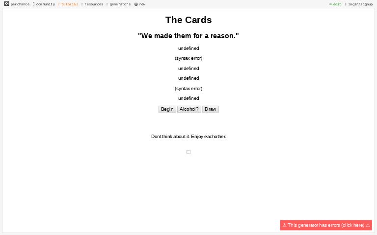 The Cards ― Perchance Generator
