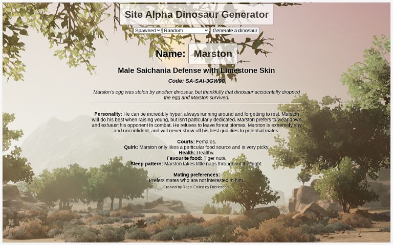 Site Delta Dinosaur Generator