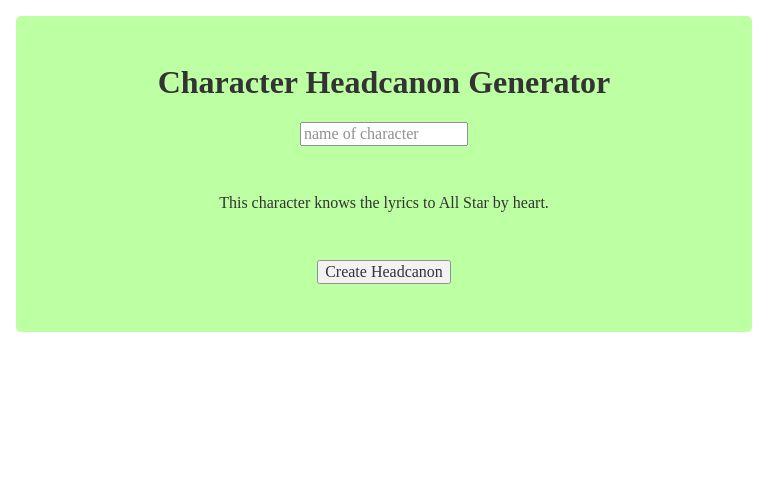 Character Headcanon Generator