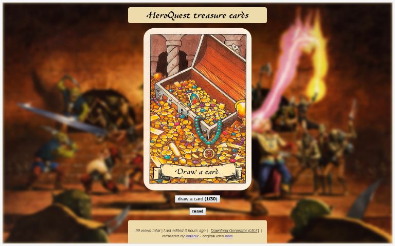 HeroQuest treasure cards ― Perchance Generator