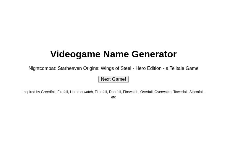 Videogame Name Generator