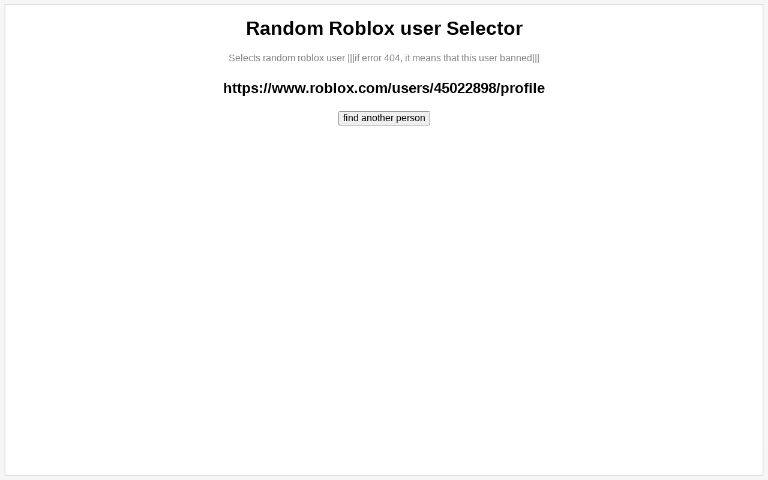 Random Roblox user Selector ― Perchance Generator