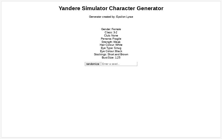 Yandere Simulator Character Generator