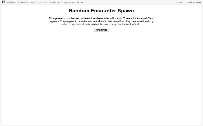 Random Encounter Spawn ― Perchance Generator