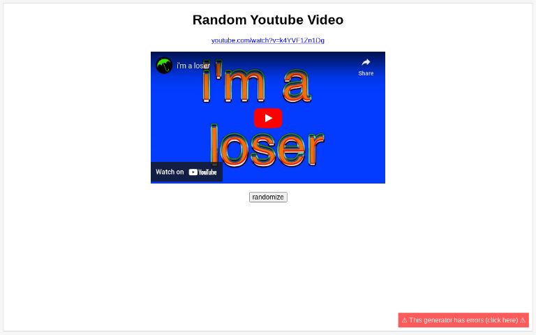 Random Youtube Video ― Perchance Generator