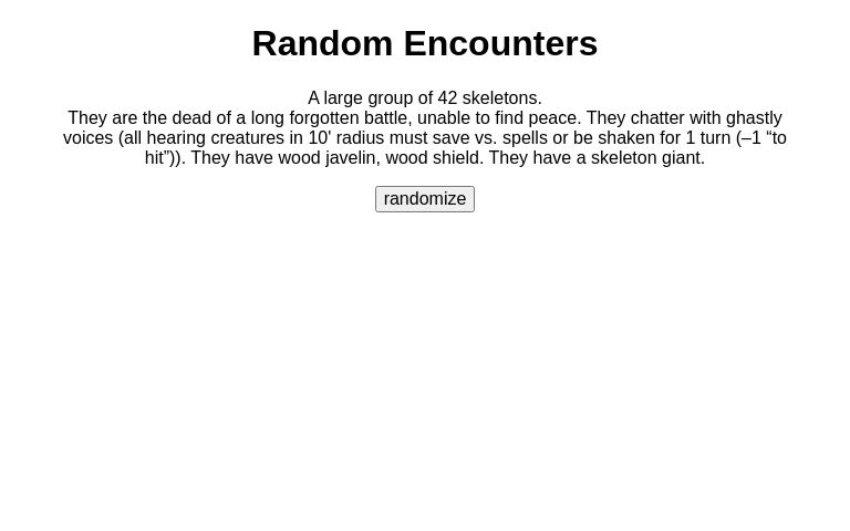 Random Encounters ― Perchance Generator