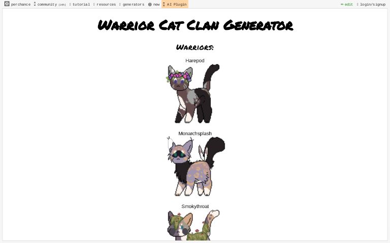 Warrior Cat Clan Generator