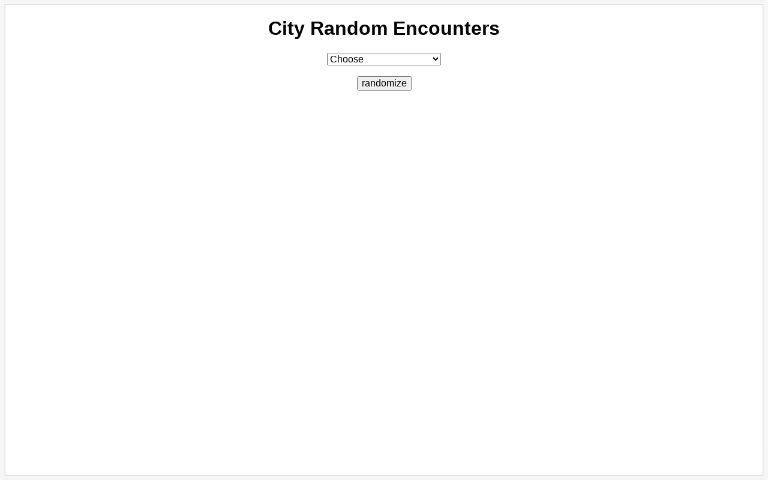 City Random Encounters ― Perchance Generator