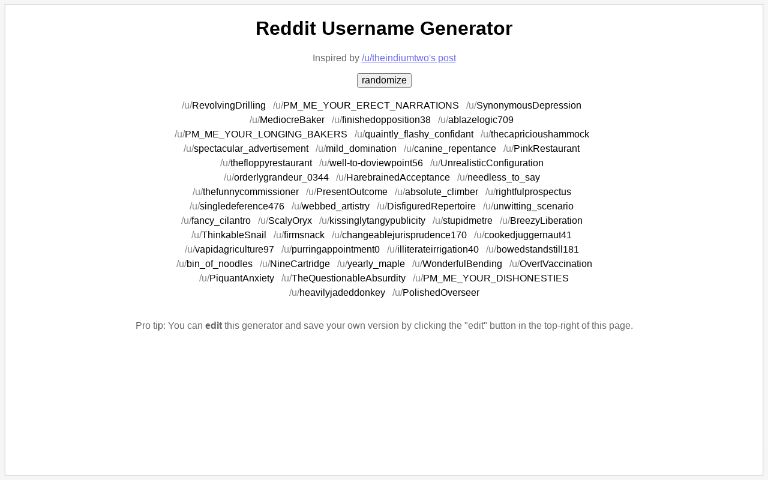 Reddit Username Generator