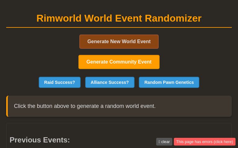 Rimworld World Event Randomizer ― Perchance Generator