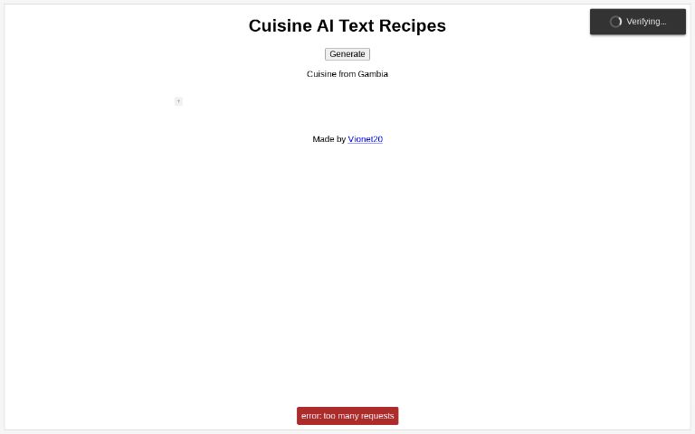 Cuisine AI Text Recipes ― Perchance Generator