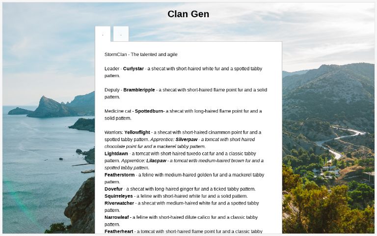 Clan Gen ― Perchance Generator