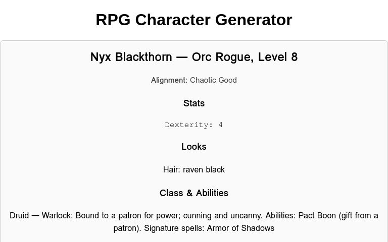 RPG Character Generator