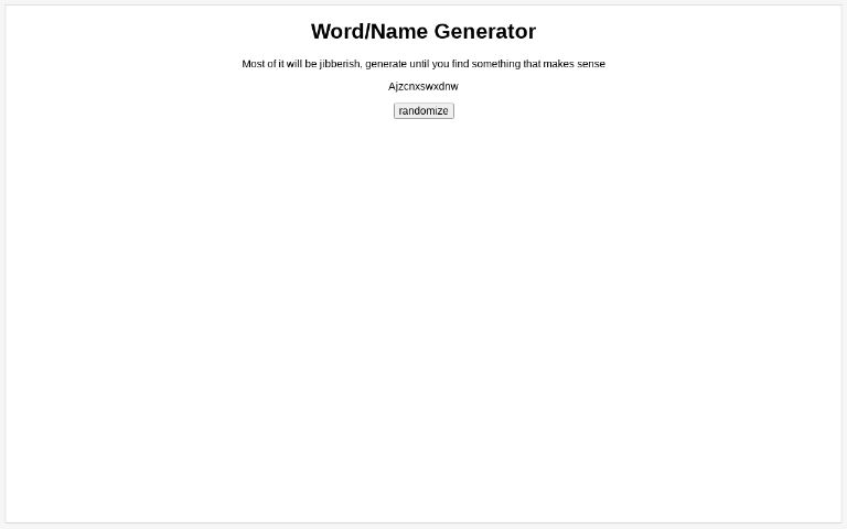 Word/Name Generator