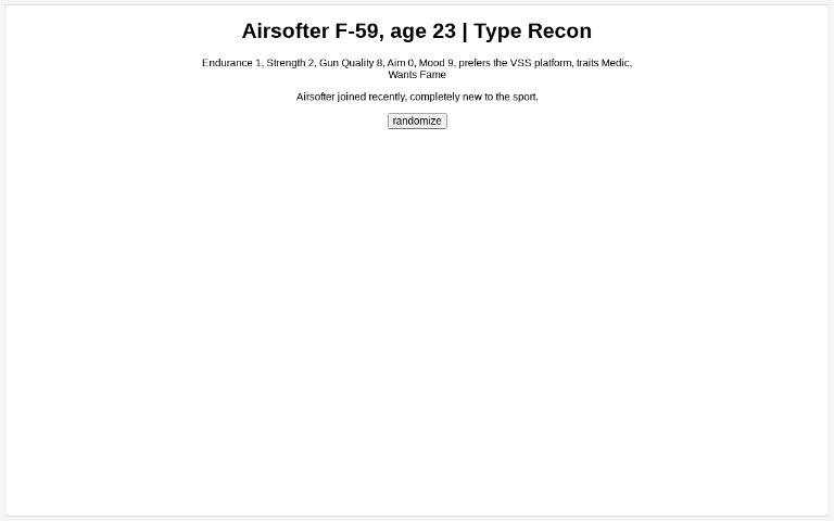 Airsofter R-95, age 19 | Type LMG ― Perchance Generator