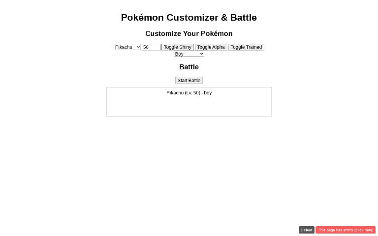 Pokémon Customizer & Battle ― Perchance Generator