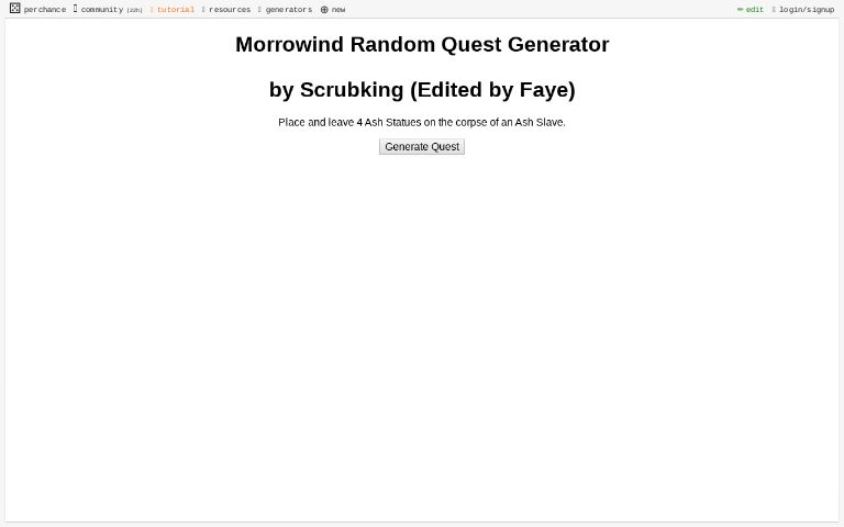 Morrowind Random Quest Generator by Scrubking (Edited by Faye)