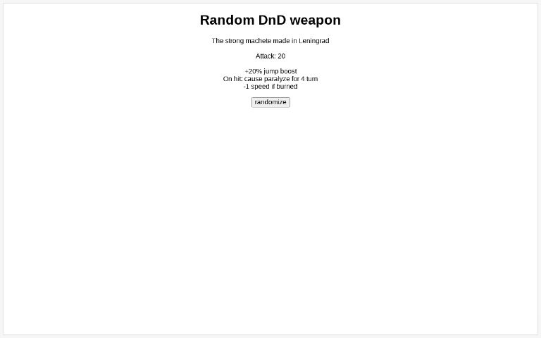 Random DnD weapon ― Perchance Generator