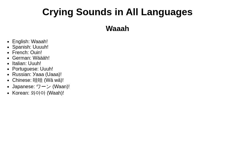 Crying Sounds in All Languages ― Perchance Generator