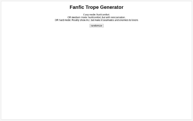 Fanfic Trope Generator