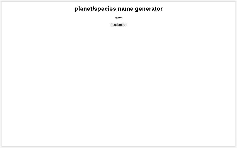 planet/species name generator