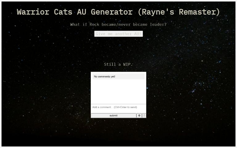 Warrior Cats AU Generator (Rayne's Remaster)