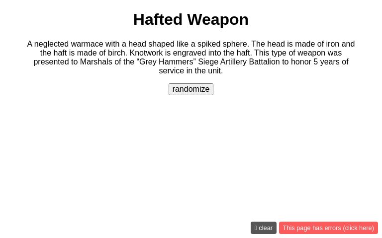 Hafted Weapon ― Perchance Generator