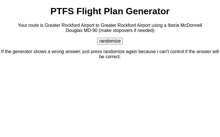 PTFS Flight Plan Generator