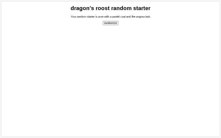 dragon's roost random starter ― Perchance Generator