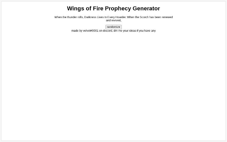 Wings of Fire Prophecy Generator