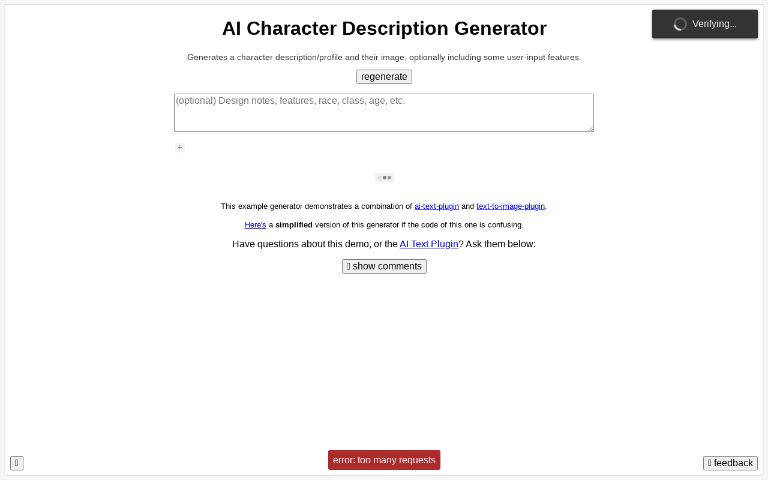 AI Character Description Generator