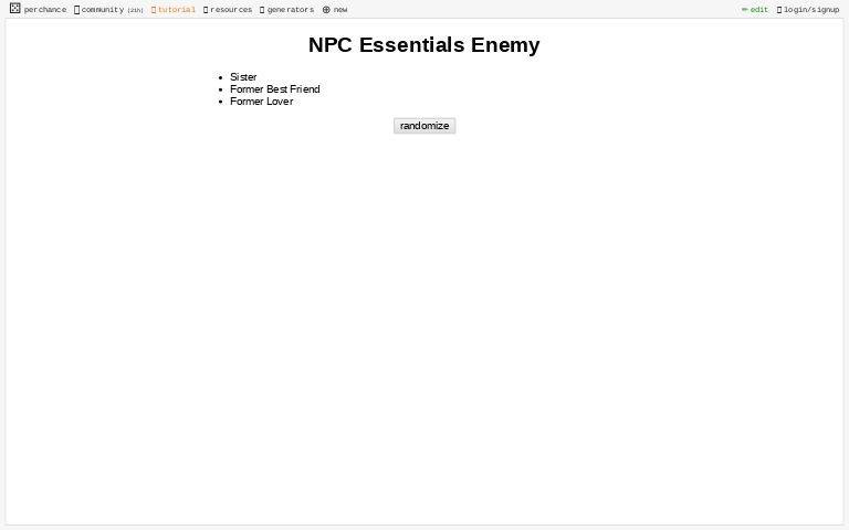 NPC Essentials Enemy ― Perchance Generator