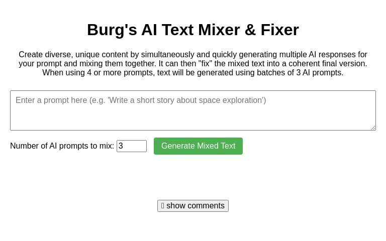 Burg's AI Text Mixer & Fixer ― Perchance Generator