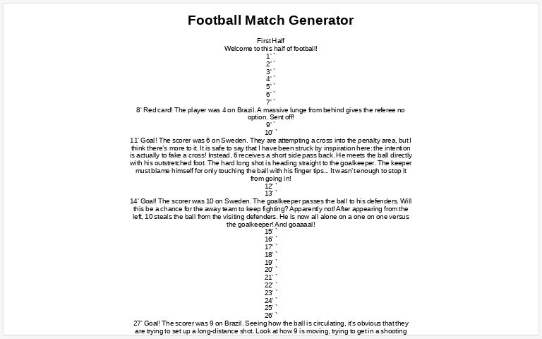 Football Match Generator
