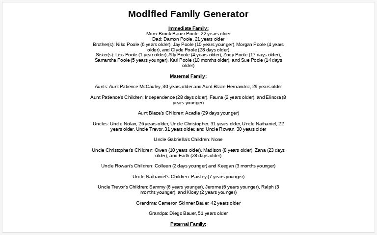 Modified Family Generator