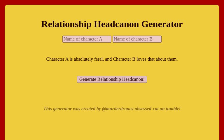 Relationship Headcanon Generator