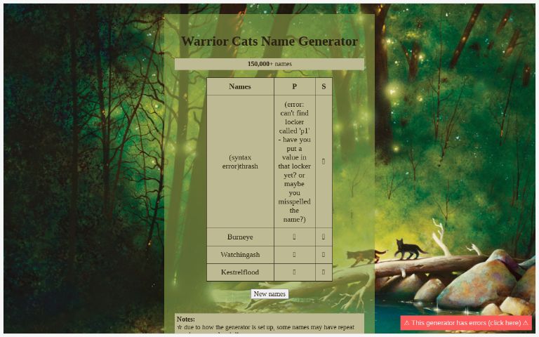 Warrior Cats Name Generator