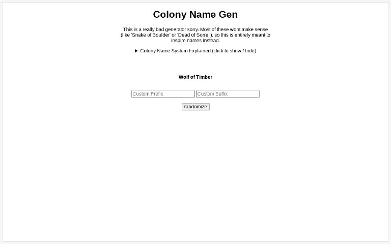 Colony Name Gen