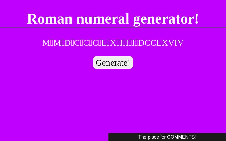 Roman numeral generator!