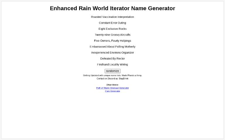 Enhanced Rain World Iterator Name Generator