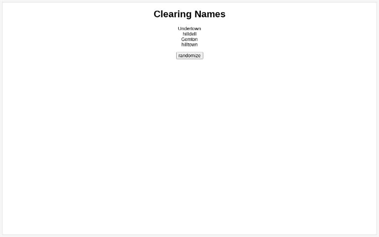 Clearing Names ― Perchance Generator