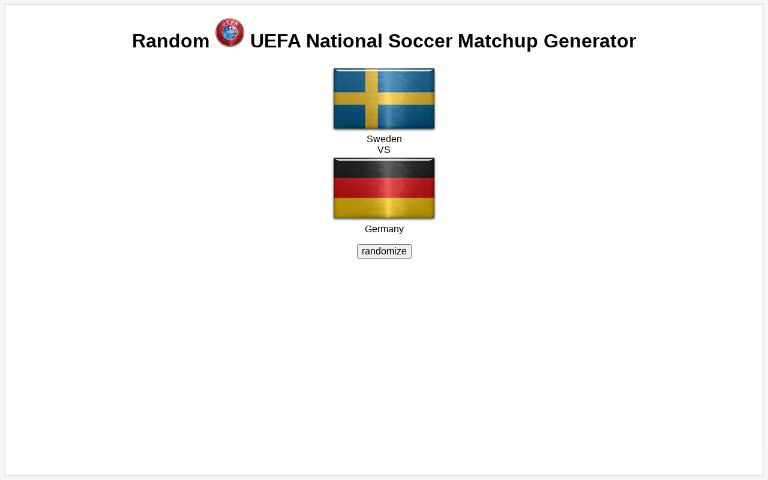 Random UEFA National Soccer Matchup Generator