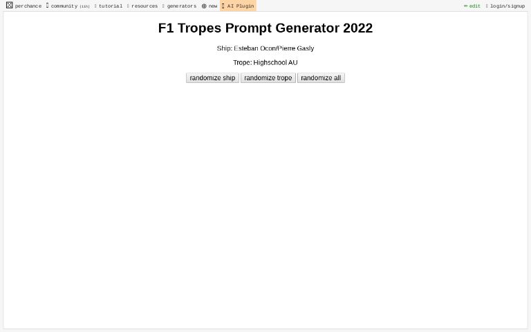 F1 Tropes Prompt Generator 2022