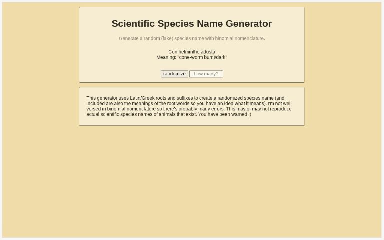 Scientific Species Name Generator