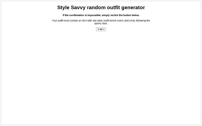 Style Savvy random outfit generator