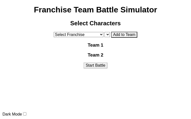 Franchise Team Battle Simulator ― Perchance Generator