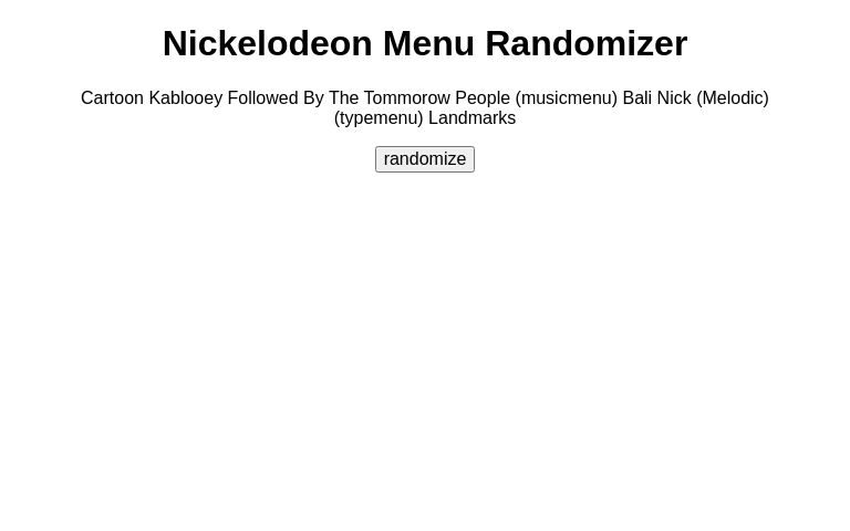 Nickelodeon Menu Randomizer ― Perchance Generator