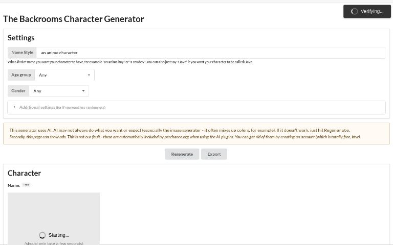 The Backrooms Character Generator